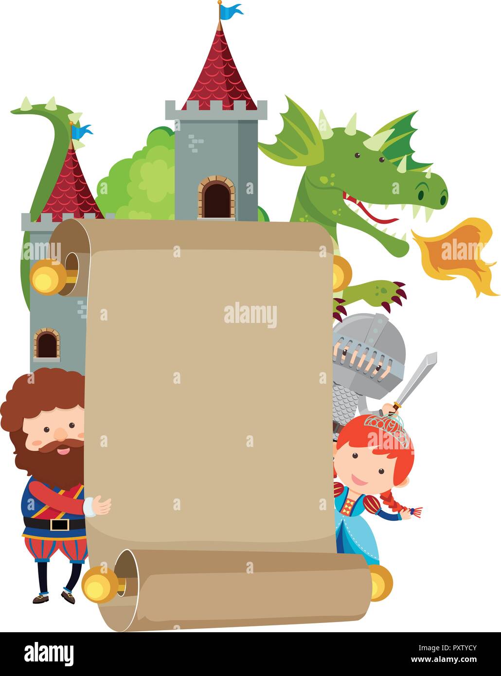 Banner template with fairytale characters illustration Stock Vector ...