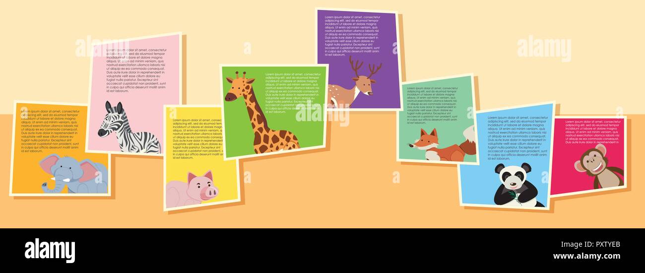 Background design with wild animals and text illustration Stock Vector ...