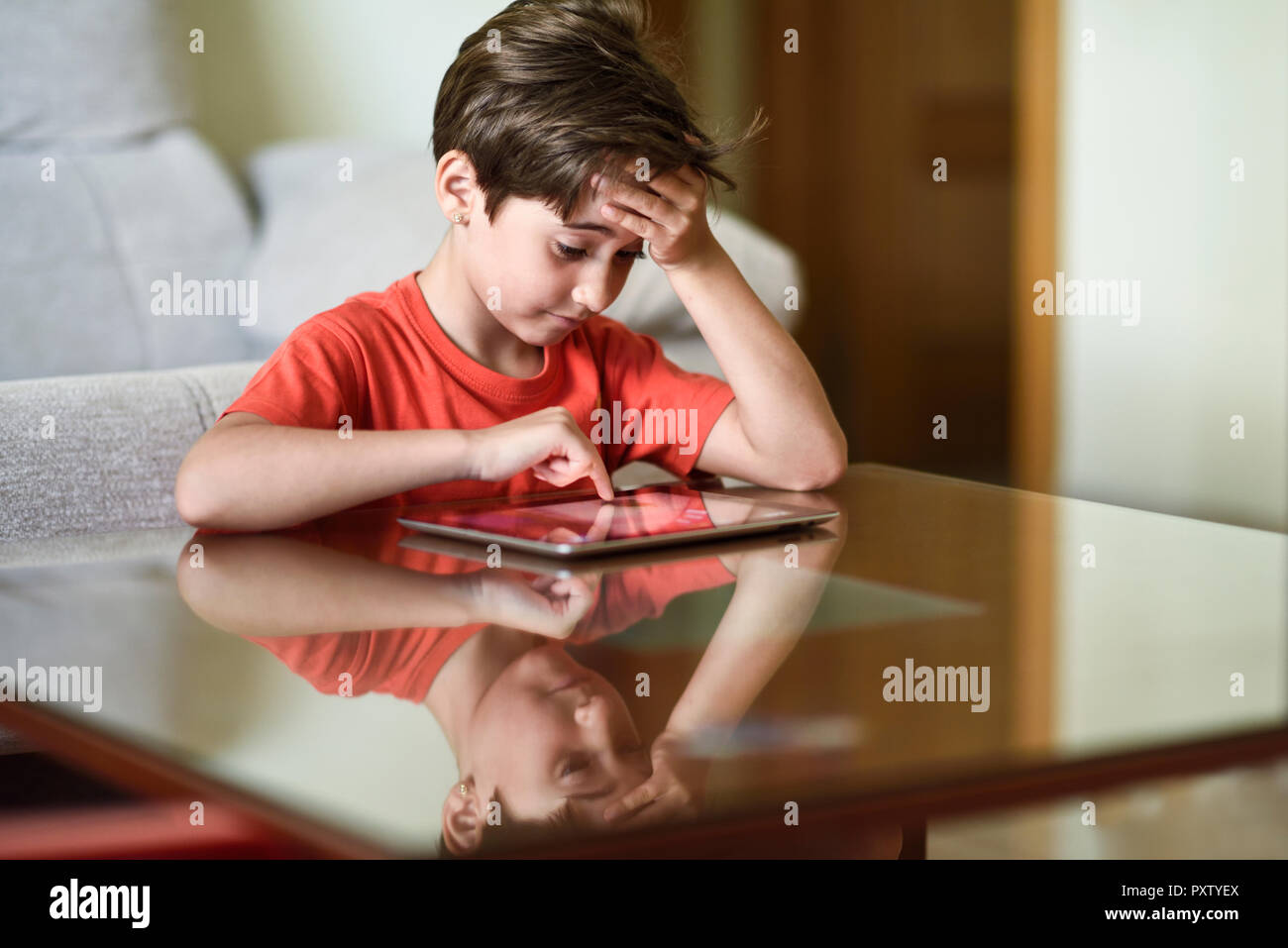Little girl using computer hi-res stock photography and images - Alamy