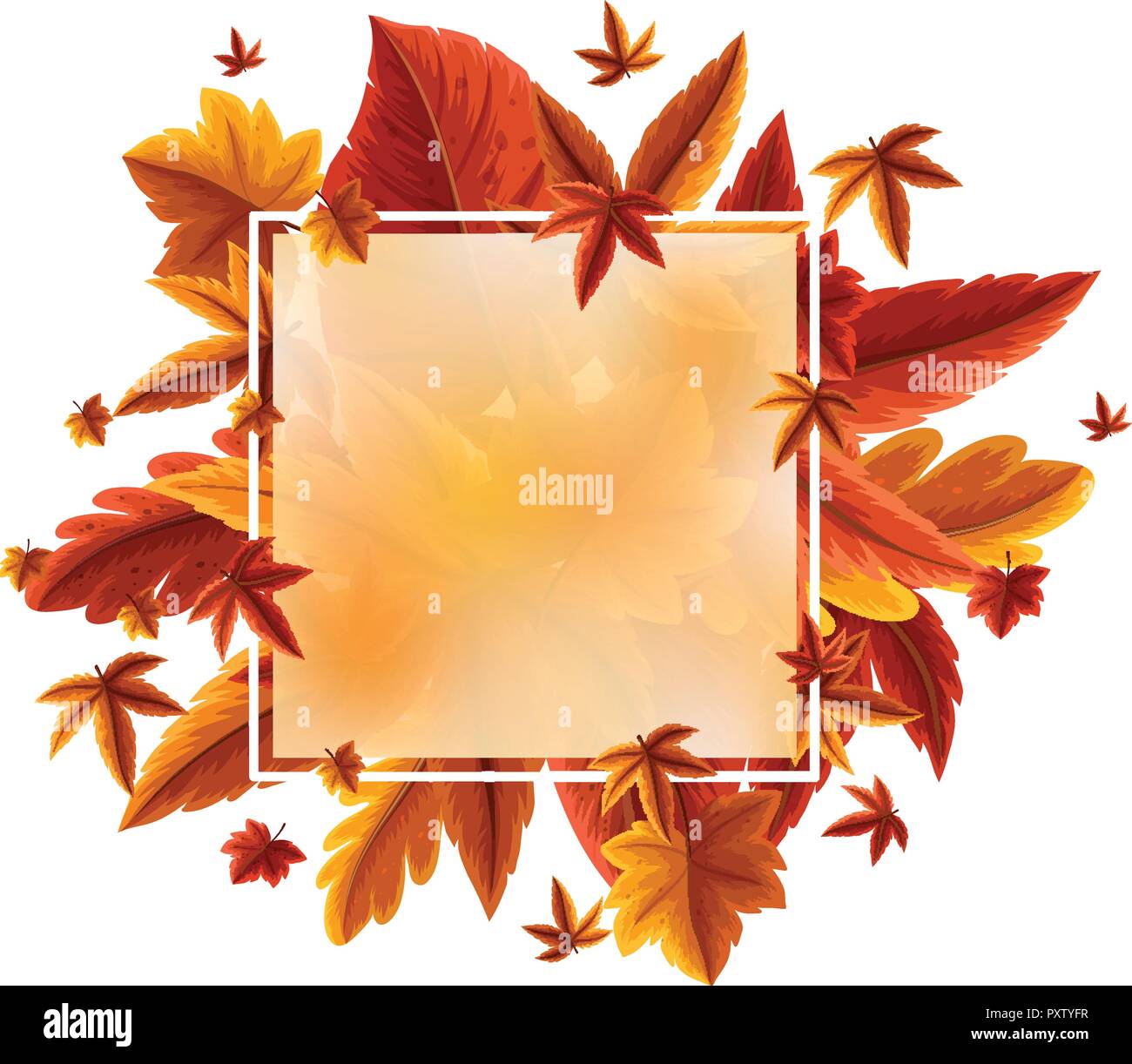 Border template with orange leaves illustration Stock Vector Image ...