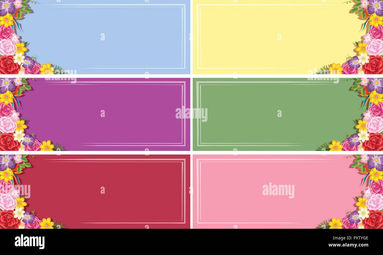 Six banner templates with colorful flowers illustration Stock Vector ...