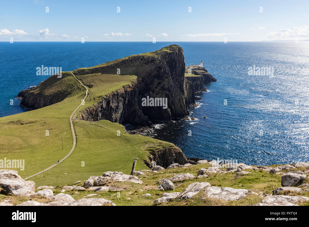 UK, Scotland, Inner Hebrides, Isle of Skye, lighthouse at Neist Point ...