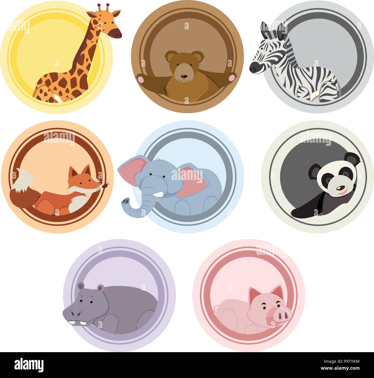 Label templates with wild animals illustration Stock Vector Image & Art ...