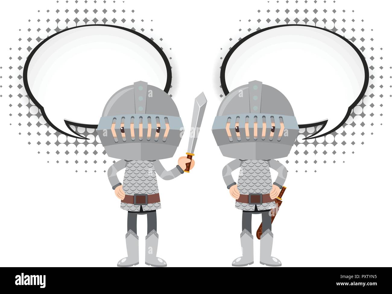 Two knights with speech bubbles illustration Stock Vector Image & Art ...