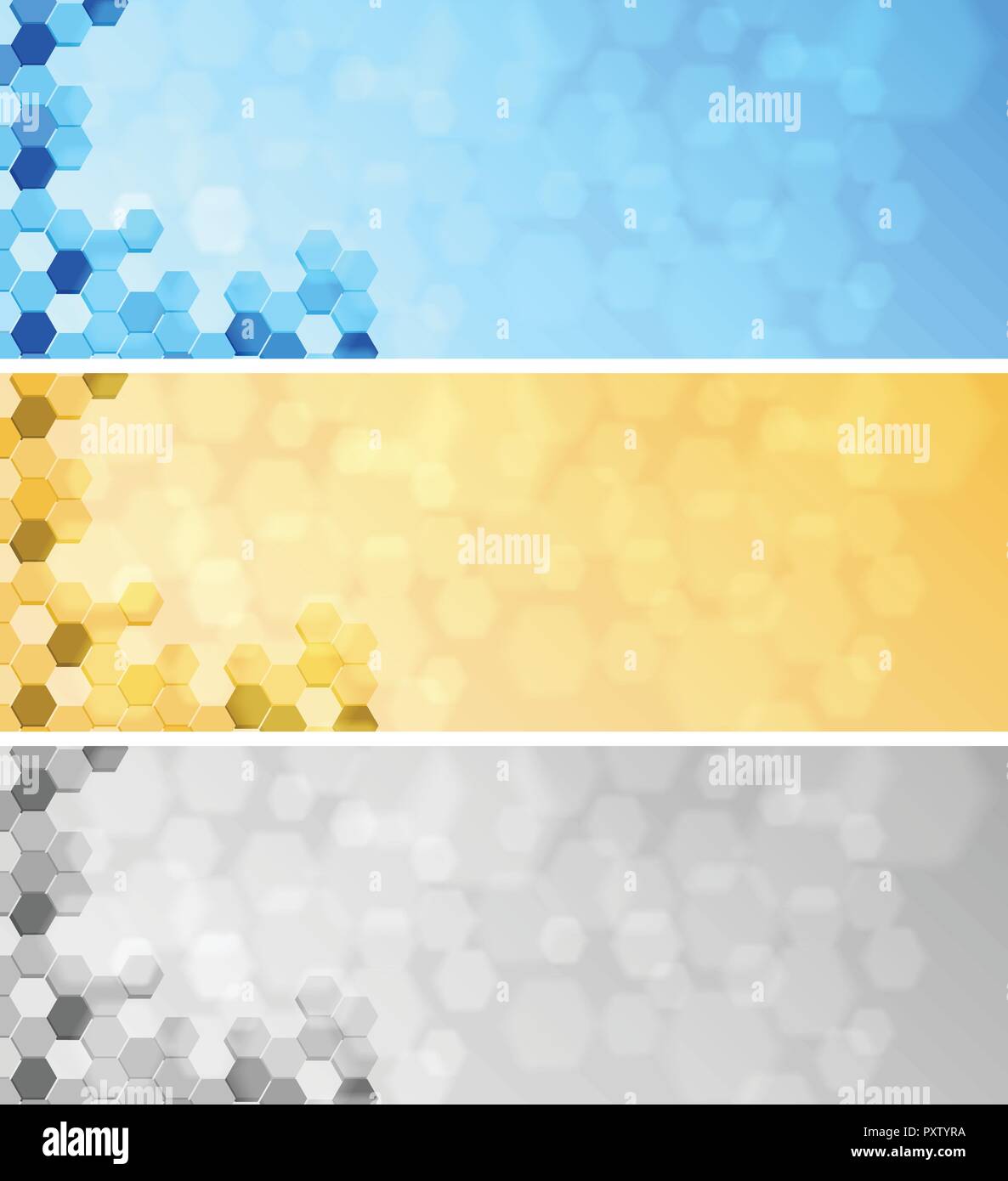 Three banner design with hexagon shapes illustration Stock Vector Image ...