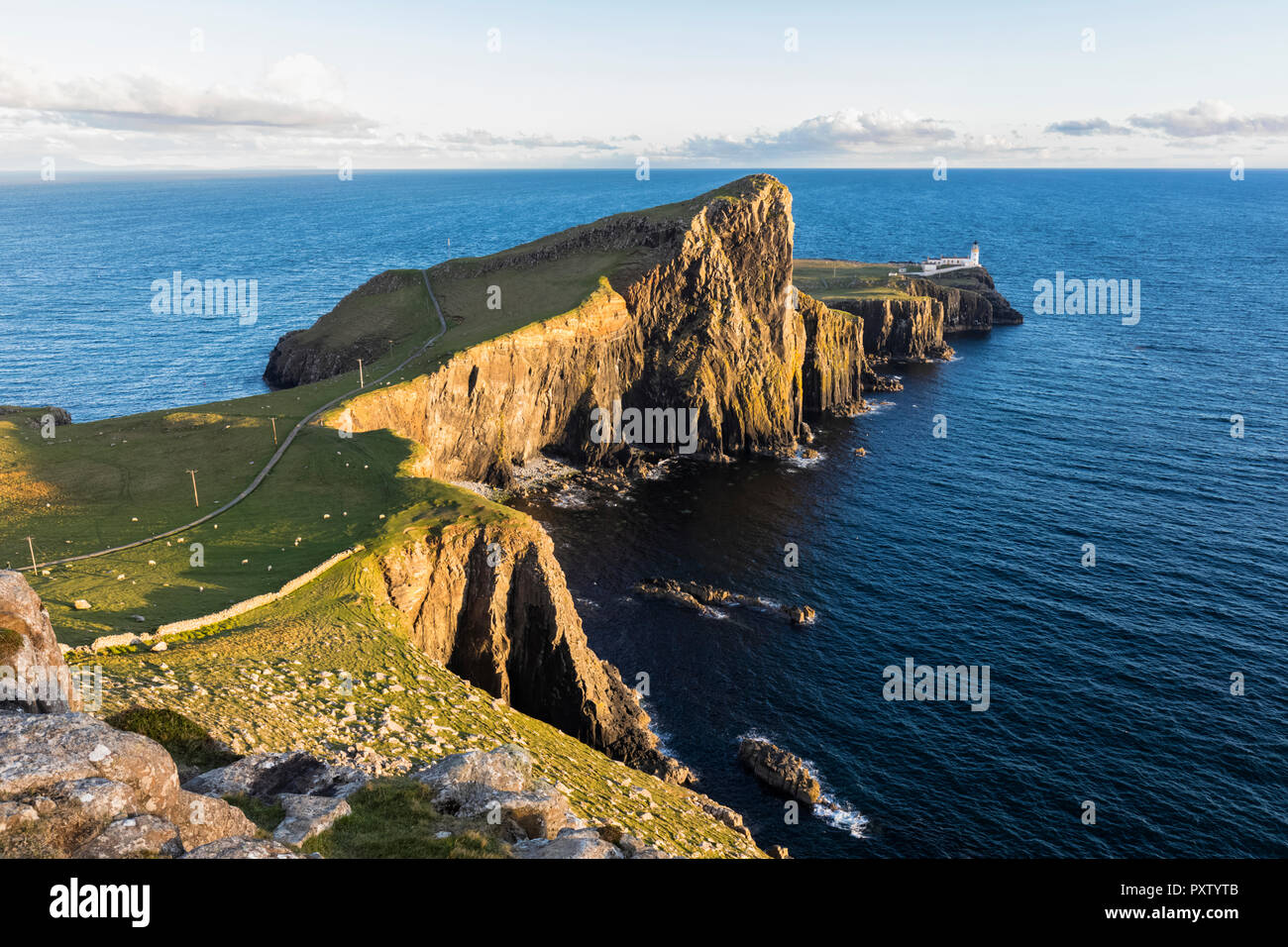 UK, Scotland, Inner Hebrides, Isle of Skye, lighthouse at Neist Point ...