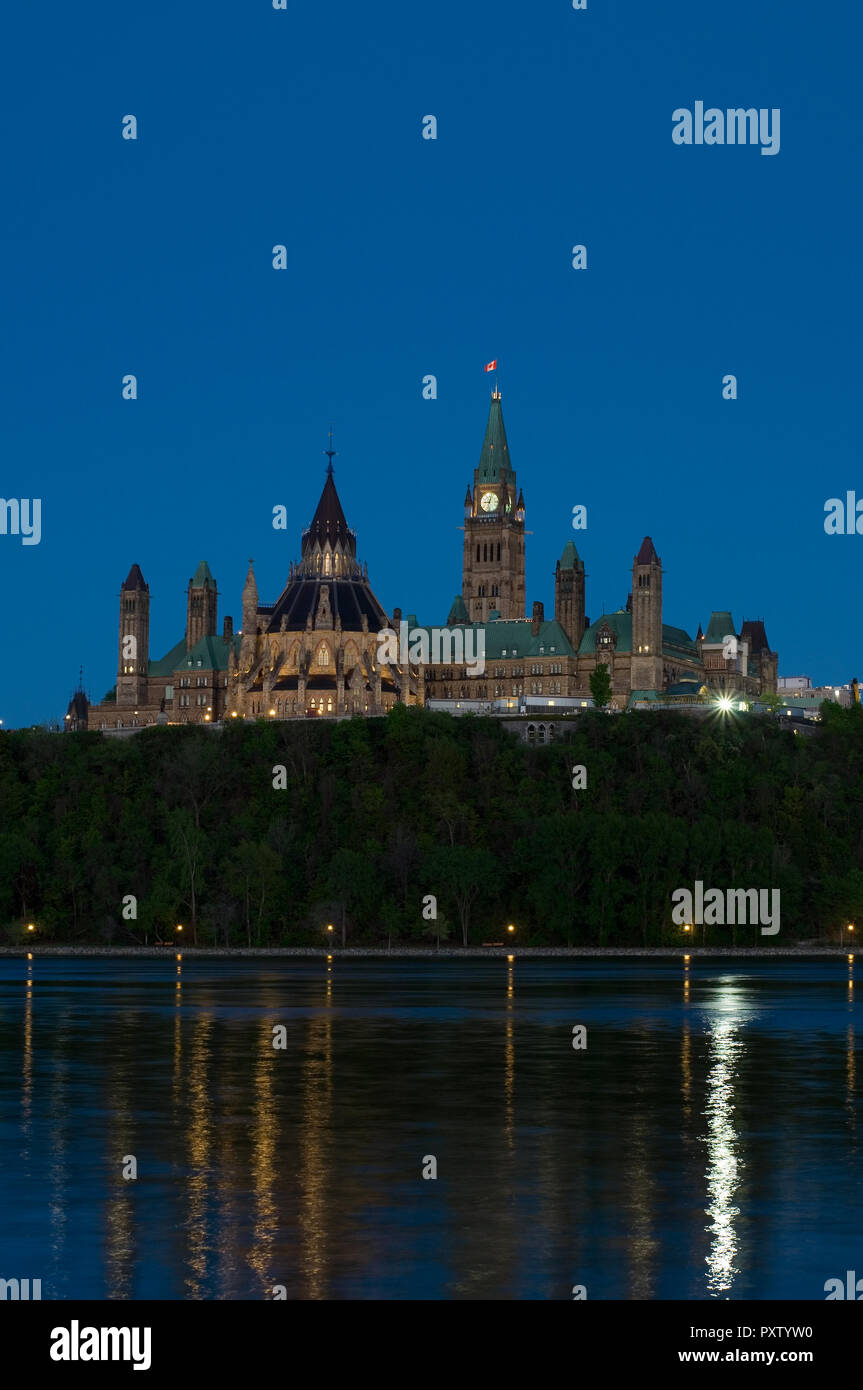 Vertical Image of Canadian Parliament Building in Spring Viewed from ...