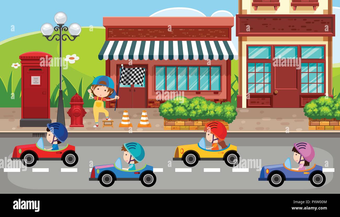 Child driving road Stock Vector Images - Alamy
