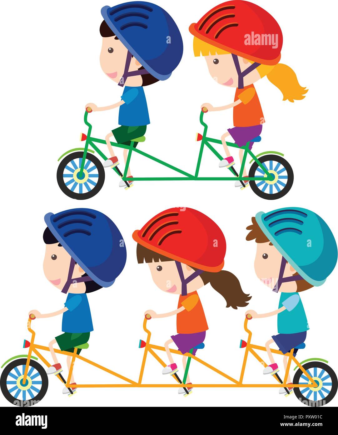 Happy children riding bicycle illustration Stock Vector Image & Art - Alamy