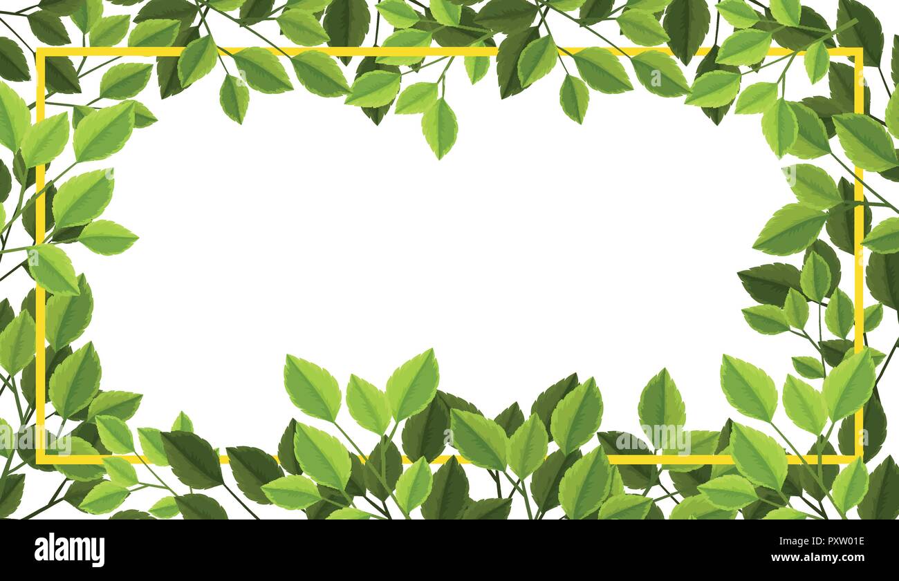 Border template with green leaves illustration Stock Vector Image & Art ...
