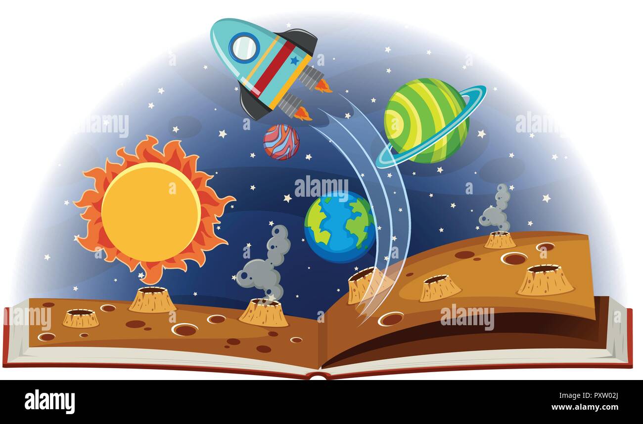 Book planets vector background hi-res stock photography and images - Alamy