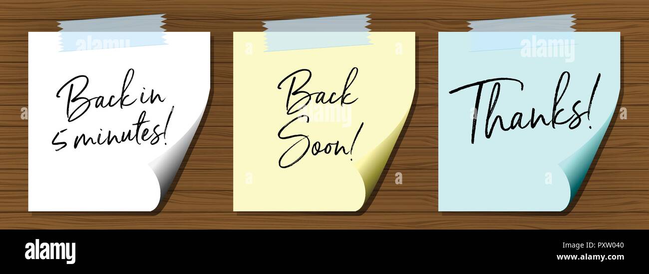 Three different notes on wooden wall illustration Stock Vector Image ...