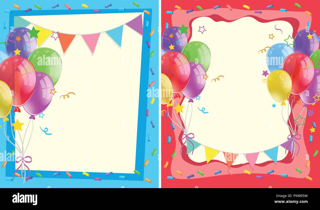 Two background design with balloons and flags illustration Stock Vector ...