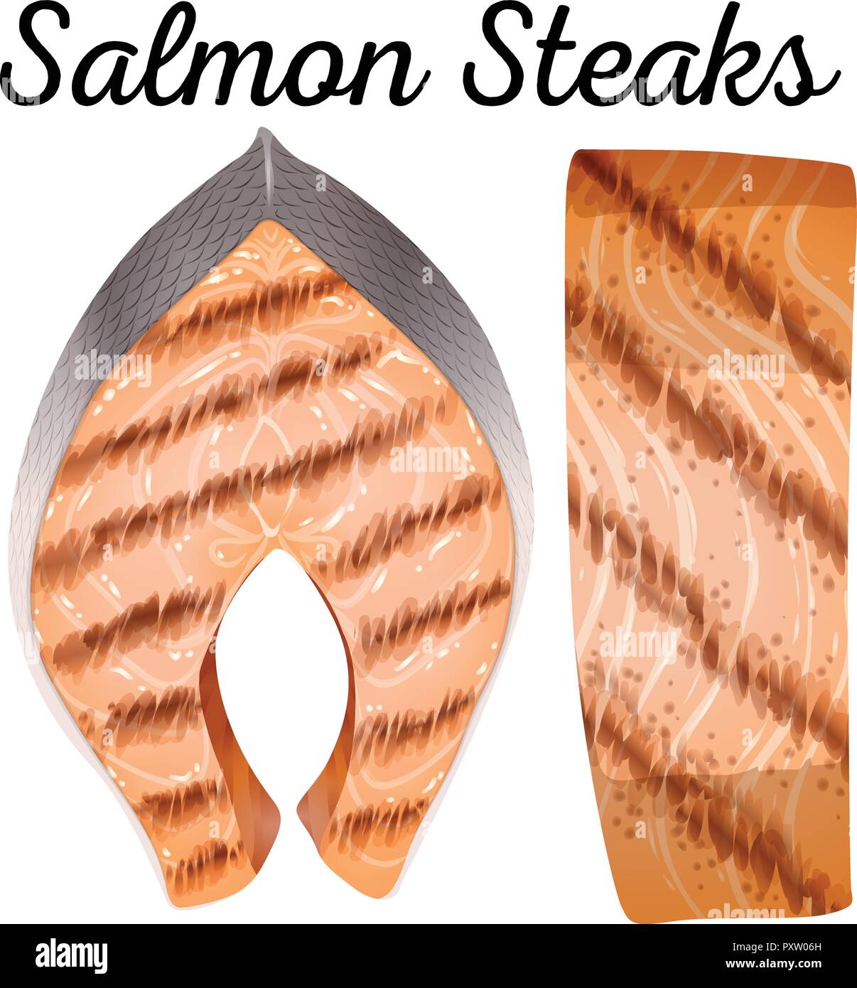 Grilled salmon on white Stock Vector Images - Alamy