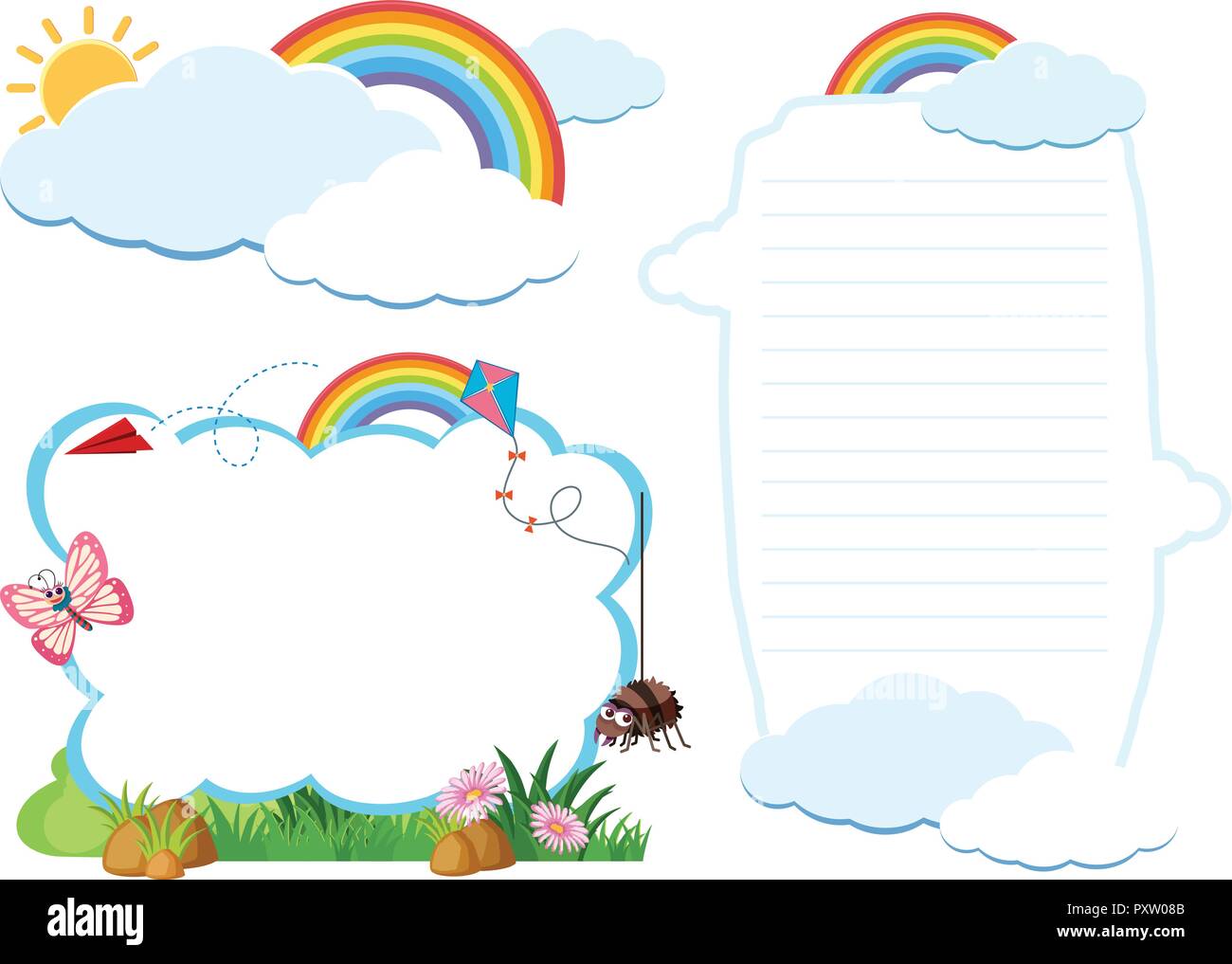 Two border template with bugs in garden illustration Stock Vector Image ...