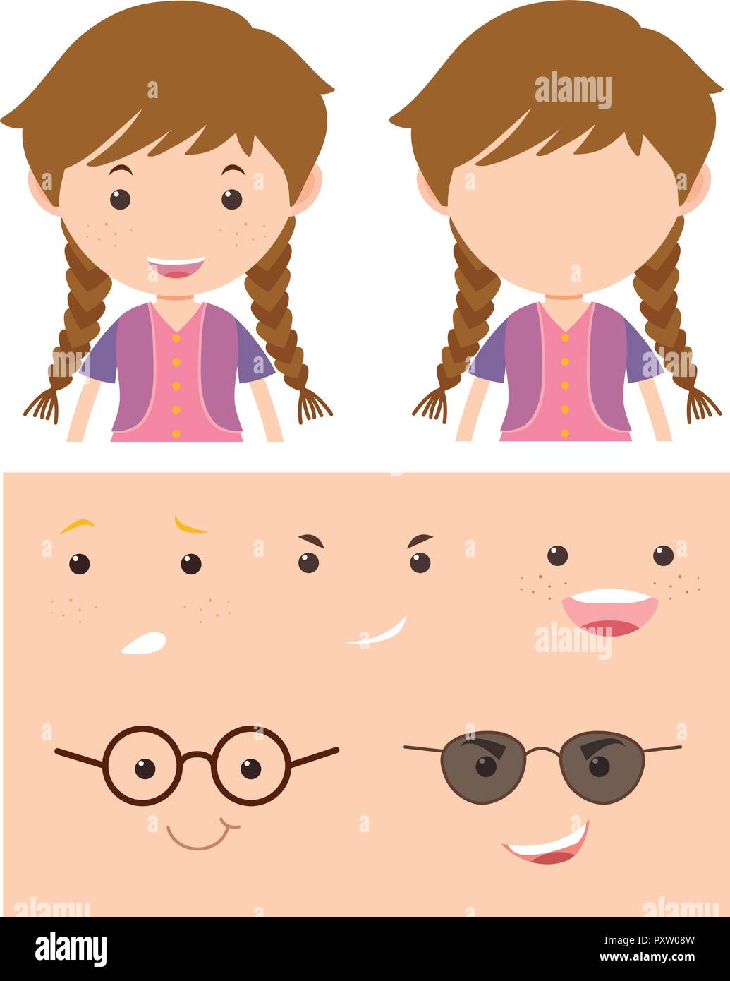 Girl with different faces illustration Stock Vector Image & Art - Alamy