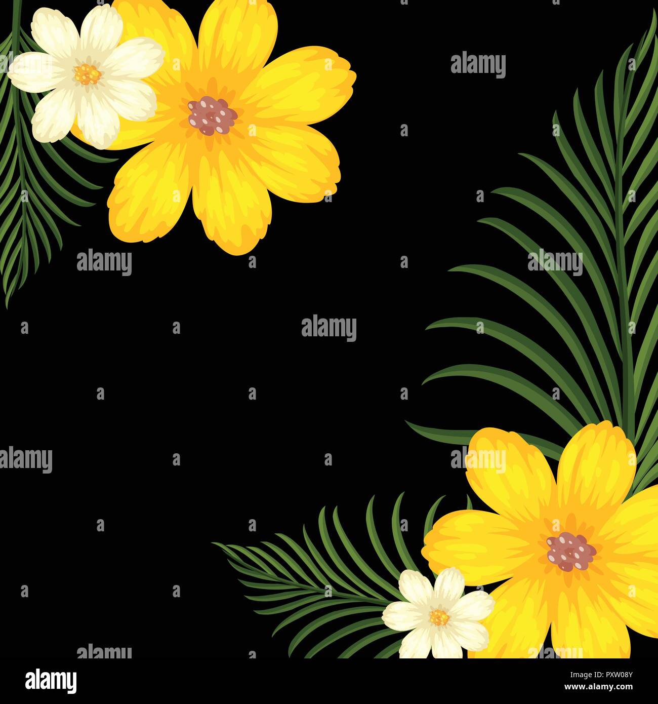 Background design with yellow flowers illustration Stock Vector Image ...