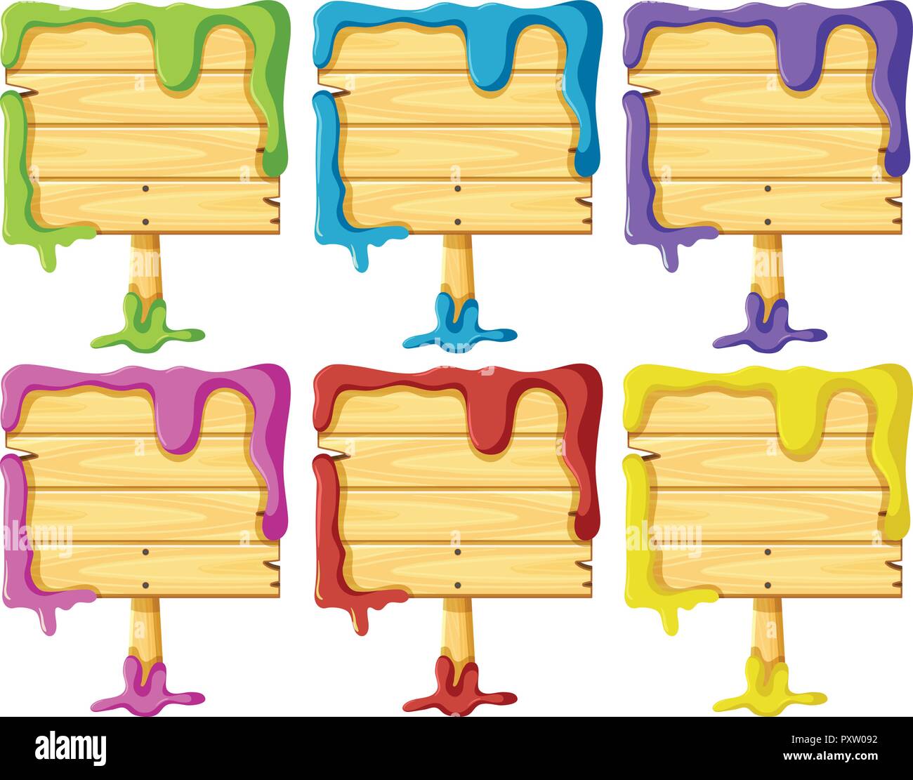 Six wooden boards with different color paints illustration Stock Vector ...