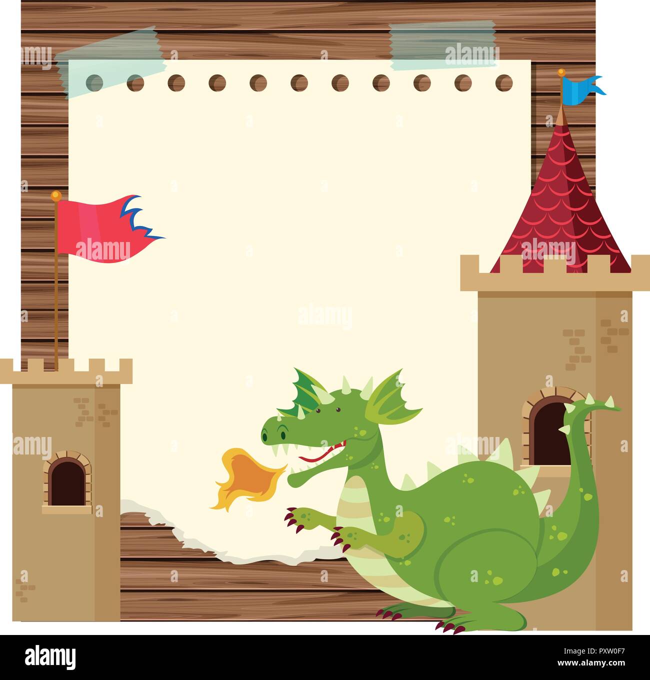 Border template with green dragon illustration Stock Vector Image & Art ...