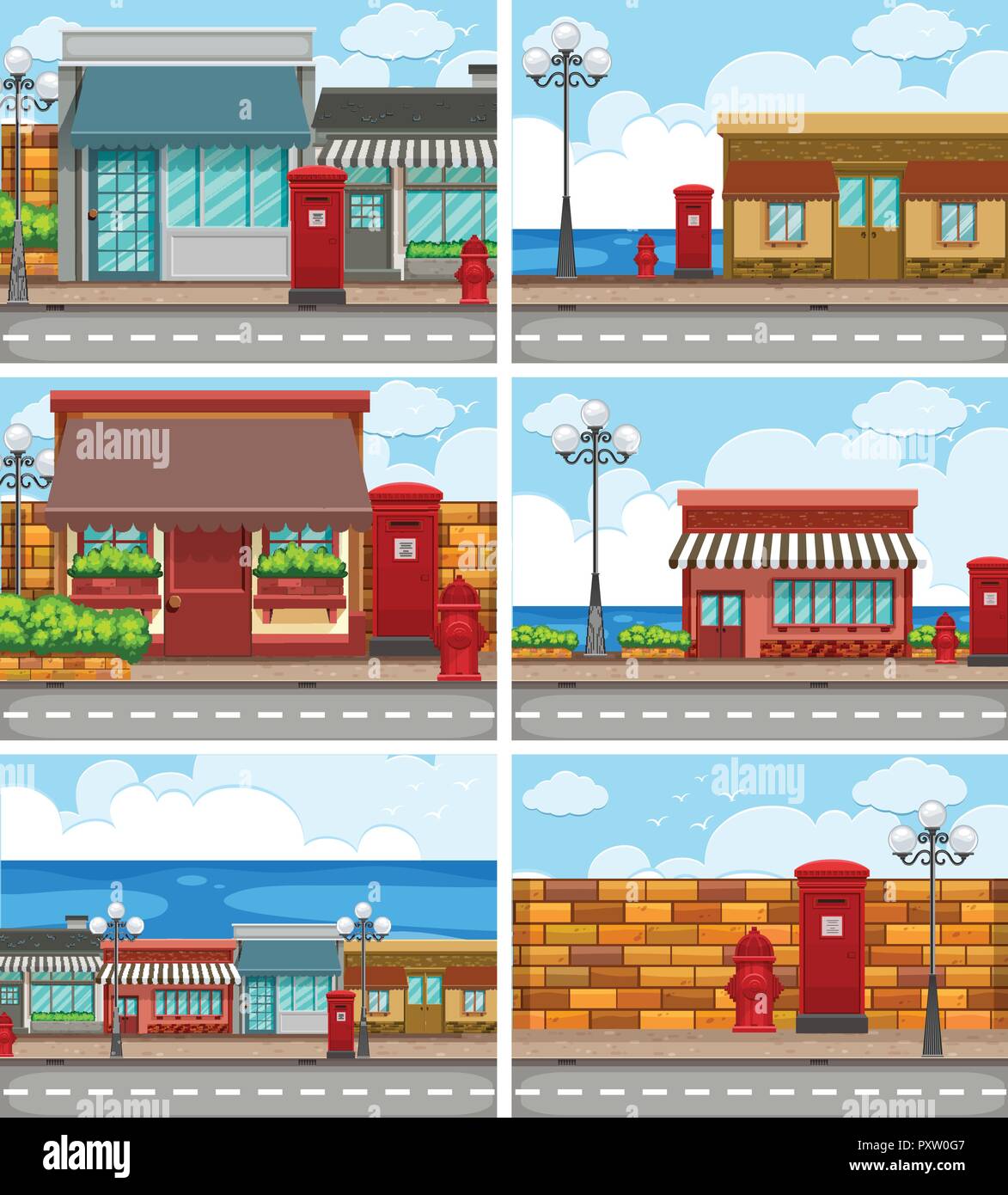 Architecture scenes shops Stock Vector Images - Alamy