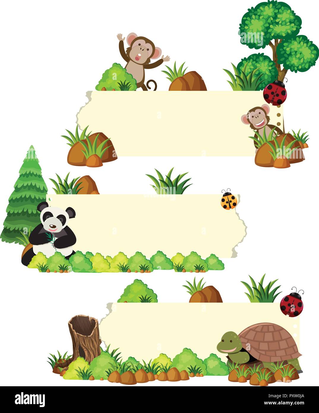 Three banner templates with wild animals illustration Stock Vector ...