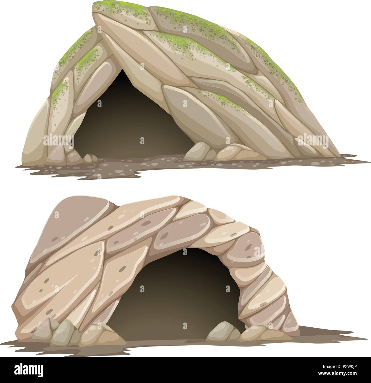 Two different caves on white background illustration Stock Vector Image ...