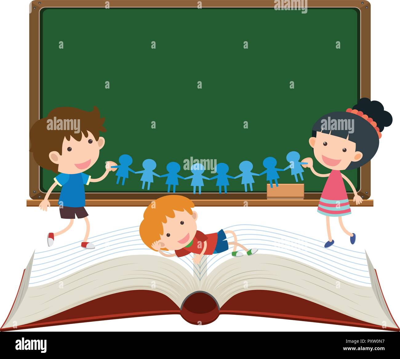 Border template with kids and book illustration Stock Vector Image ...