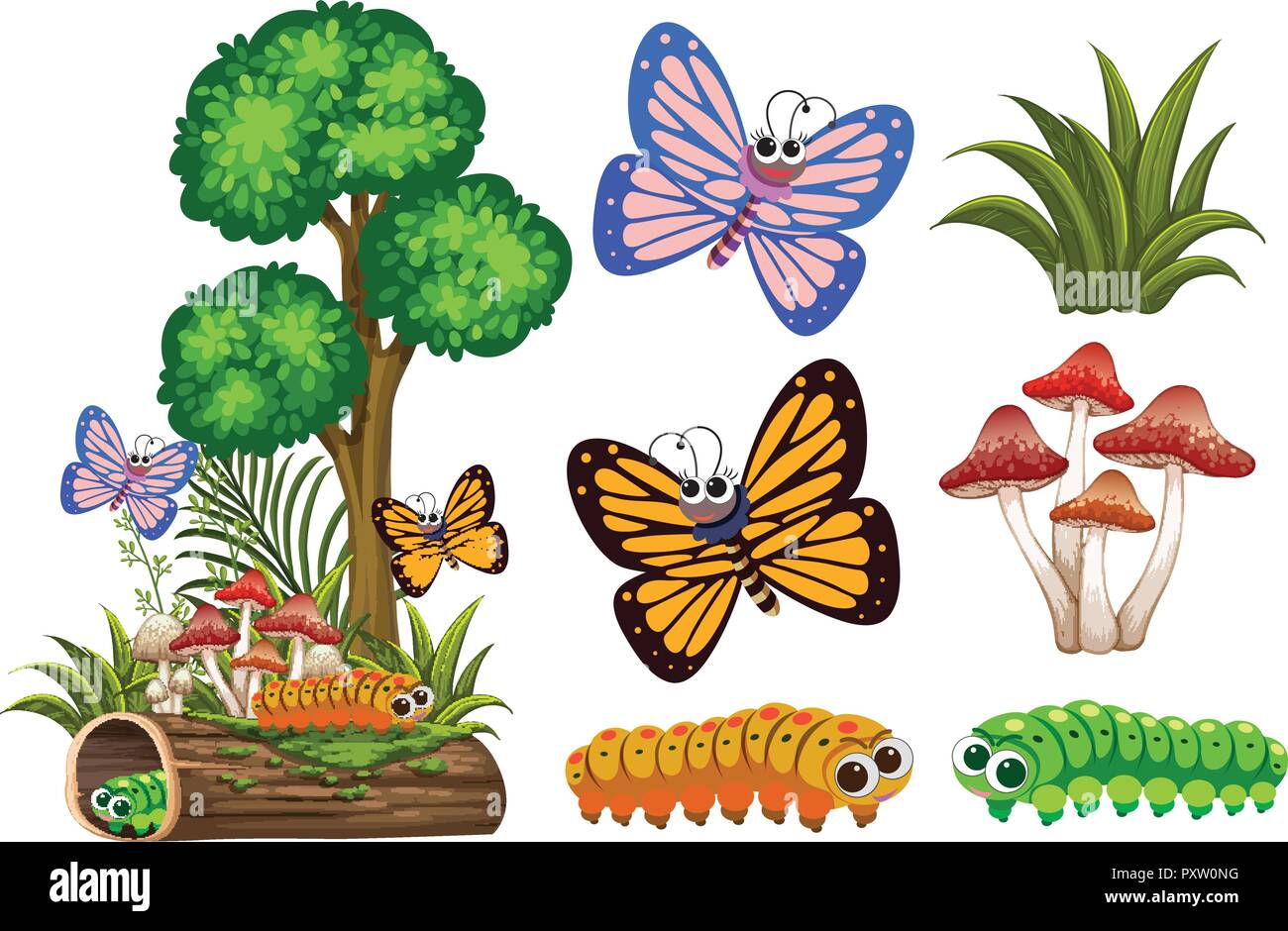 Butterfly And Caterpillar Clipart
