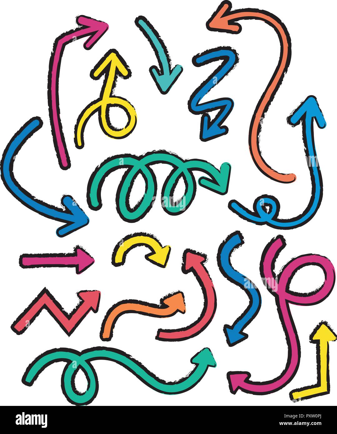 Different designs of arrows on white background illustration Stock ...