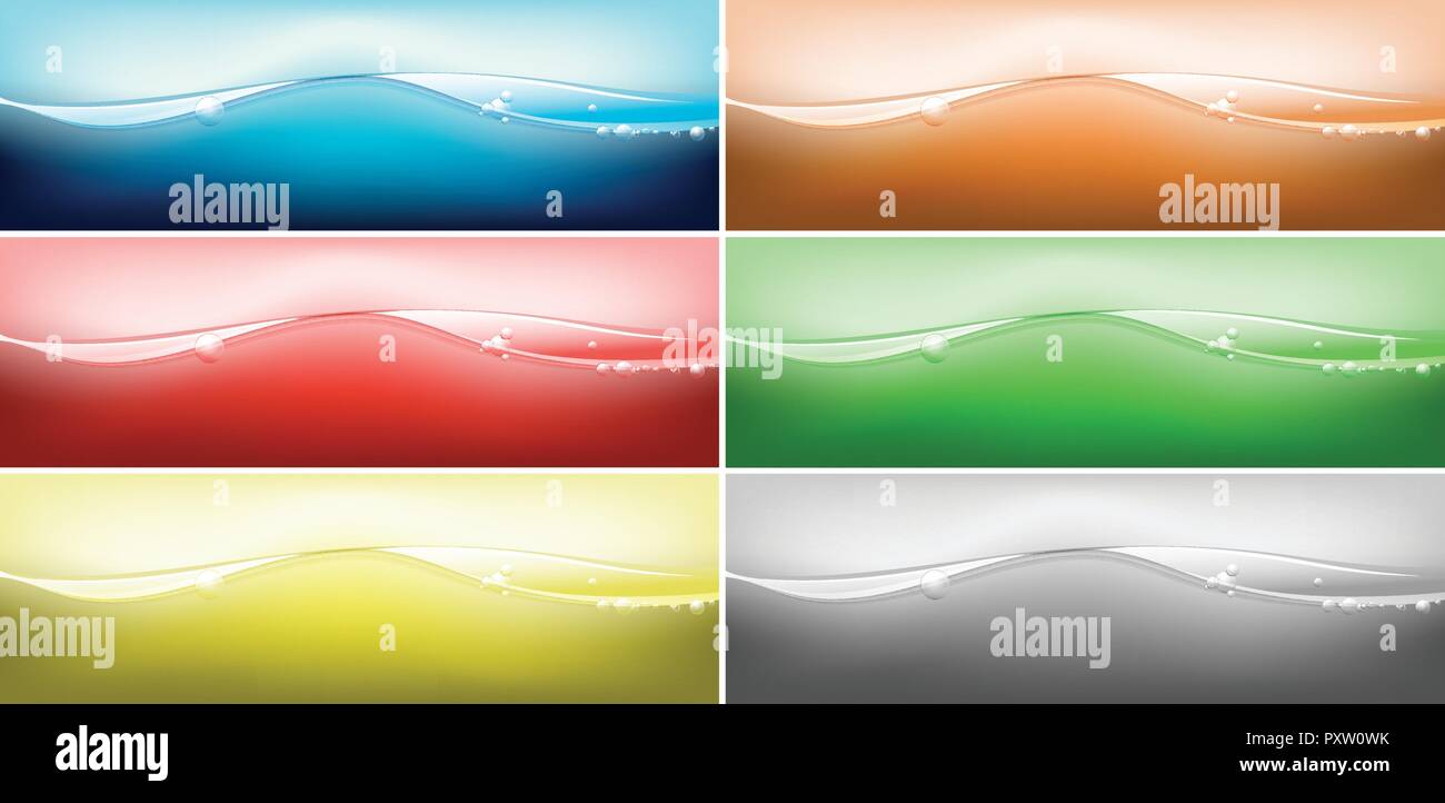 Six different colors of wavy water illustration Stock Vector Image ...
