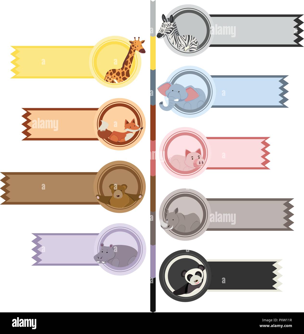 Banner templates with cute animals illustration Stock Vector Image ...