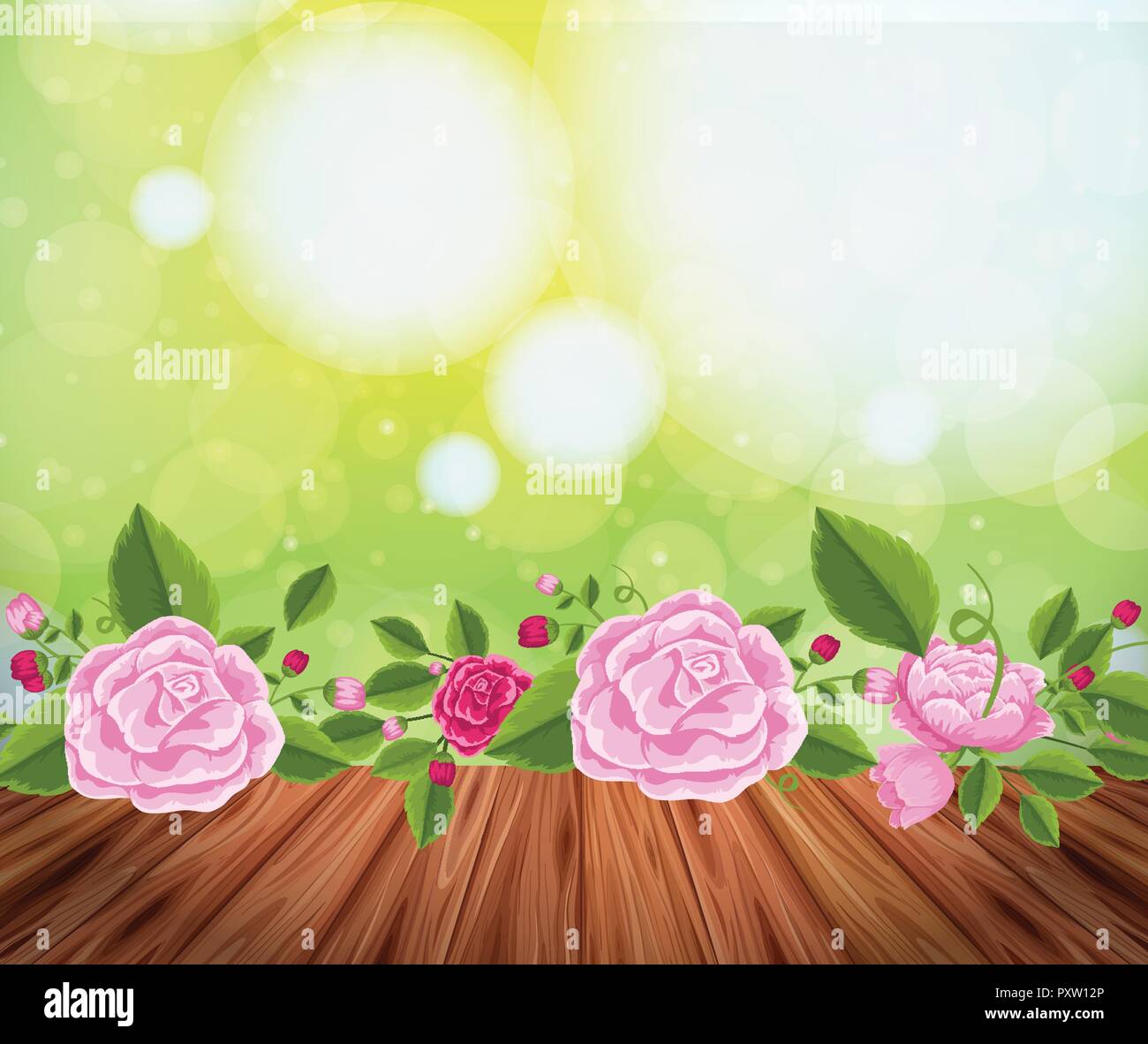 Background design with pink roses illustration Stock Vector Image & Art ...