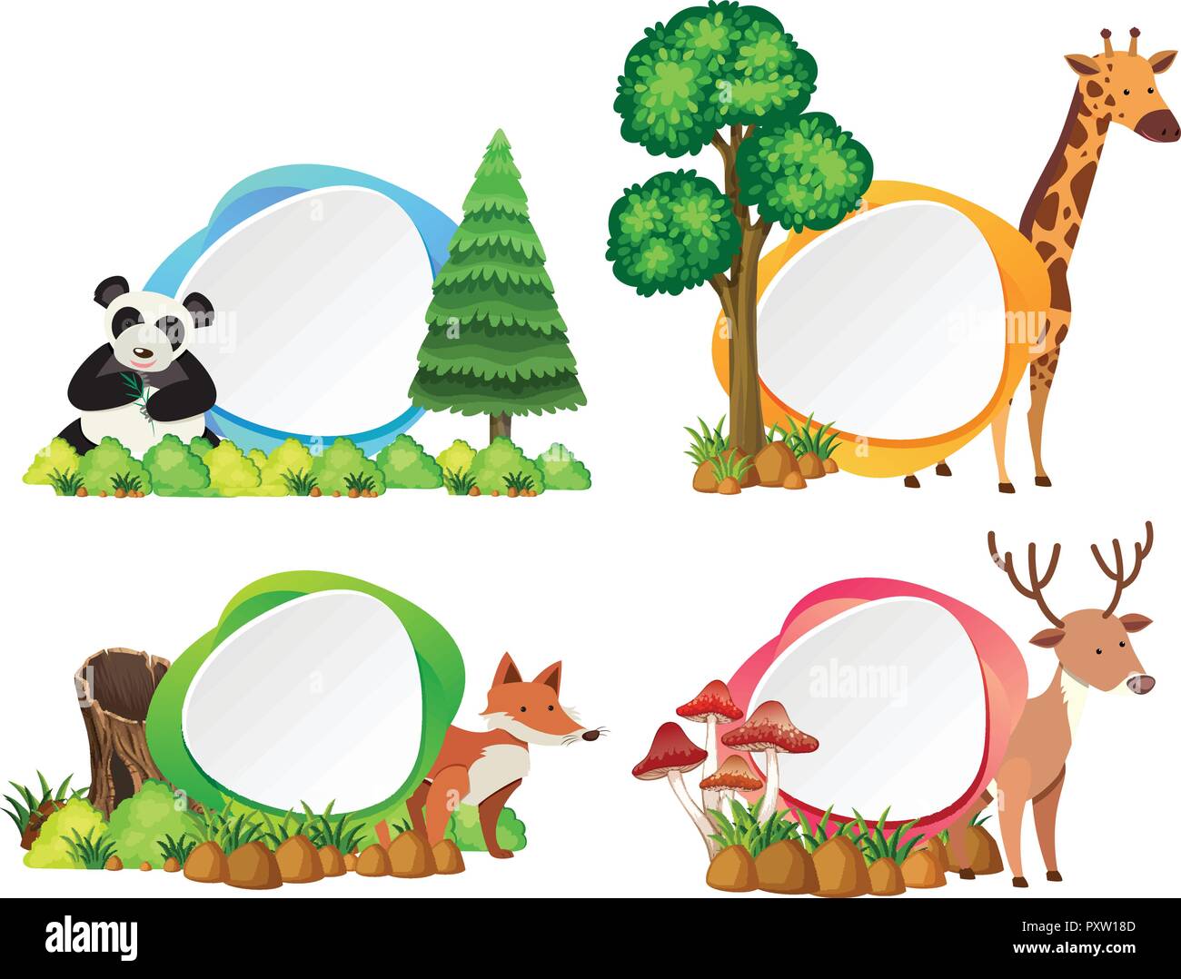 Four label templates with wild animals illustration Stock Vector Image ...