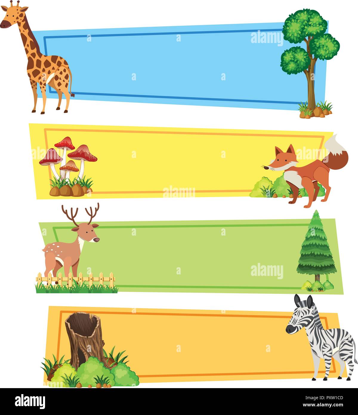 Banner template with wild animals illustration Stock Vector Image & Art ...