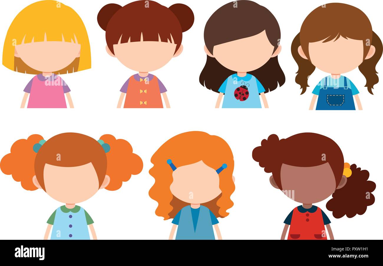 Faceless girls on white background illustration Stock Vector Image ...