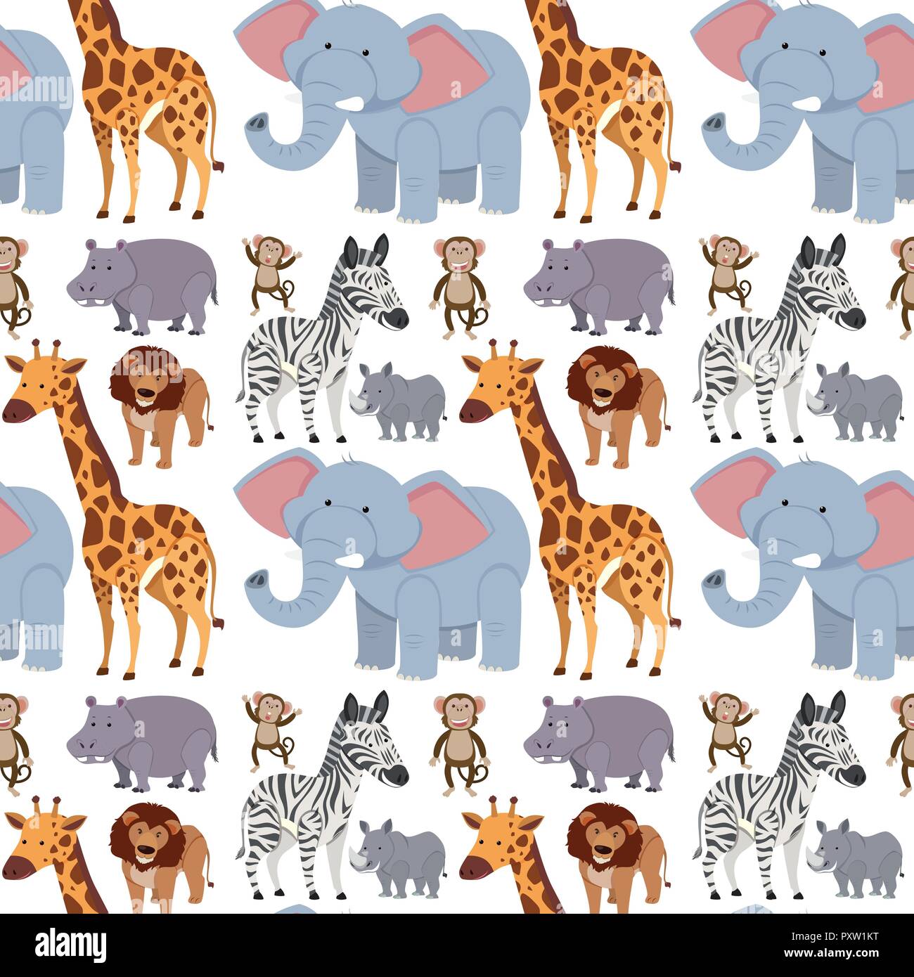 Seamless background with wild animals illustration Stock Vector Image ...