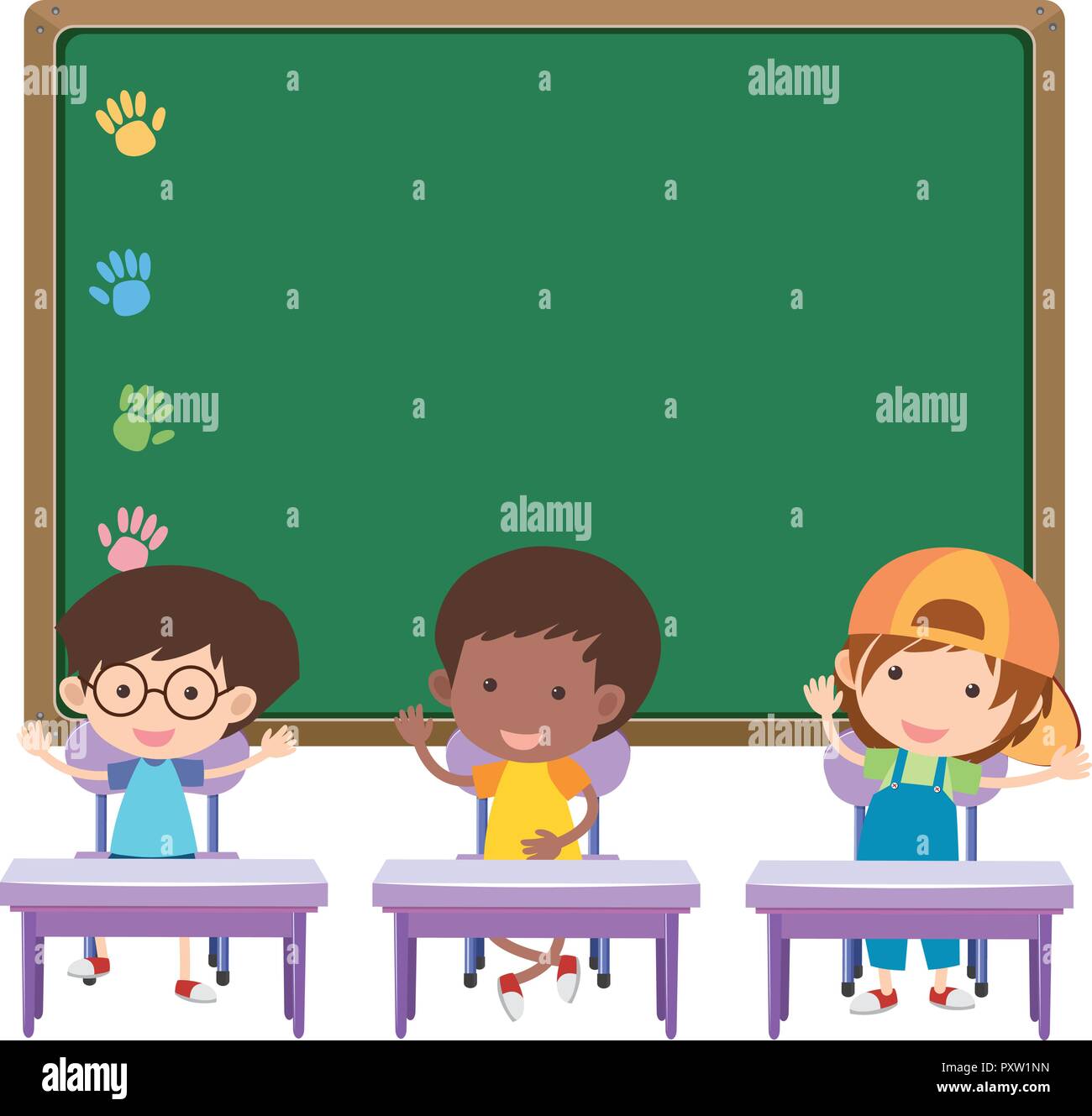 Board and children in classroom illustration Stock Vector Image & Art ...