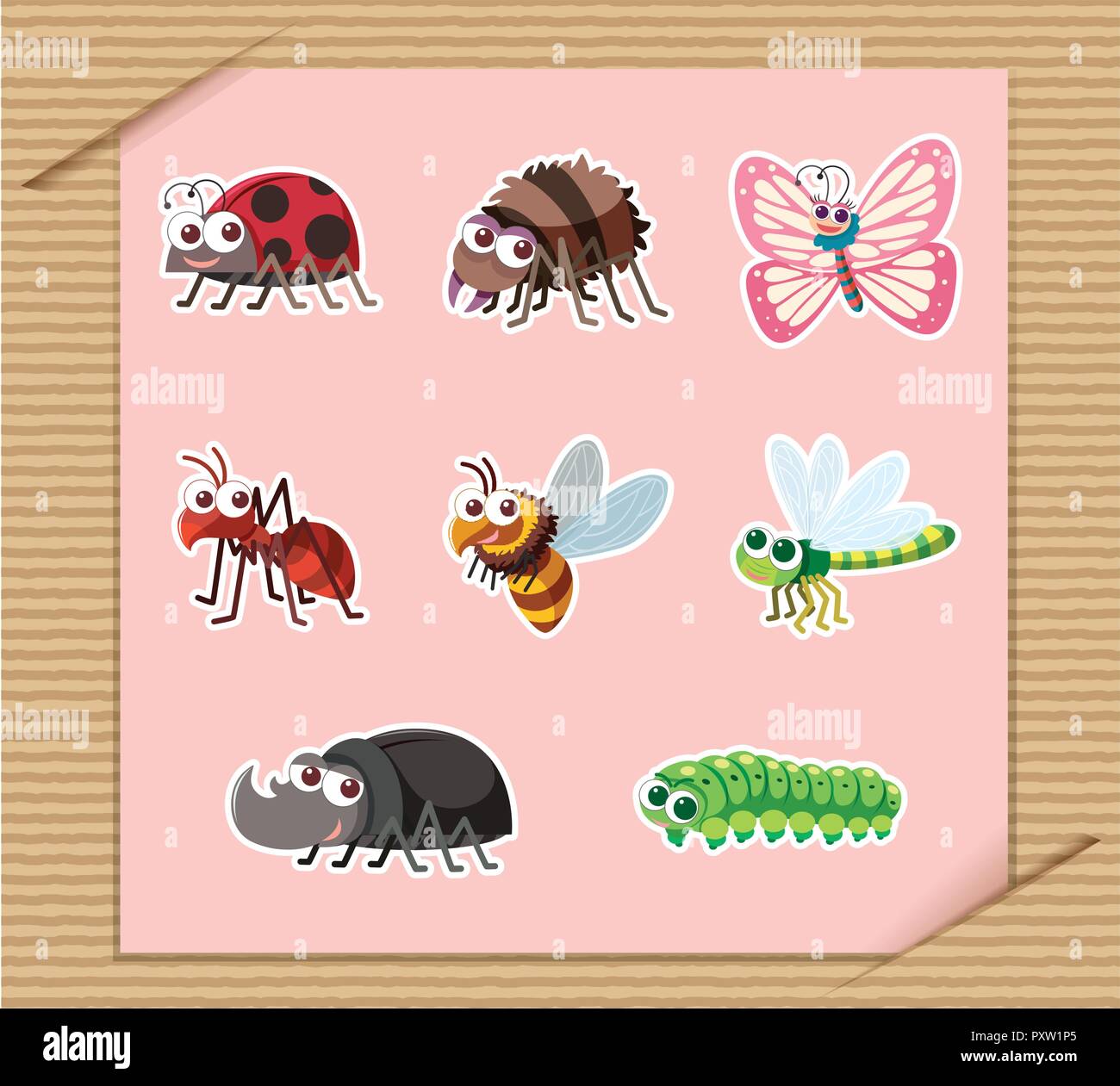 Sticker set of many types of insects illustration Stock Vector Image ...