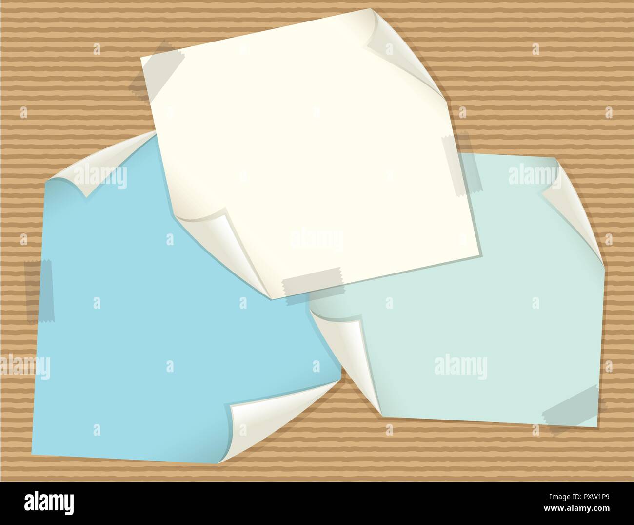 Three blank papers on cardboard texture illustration Stock Vector Image ...
