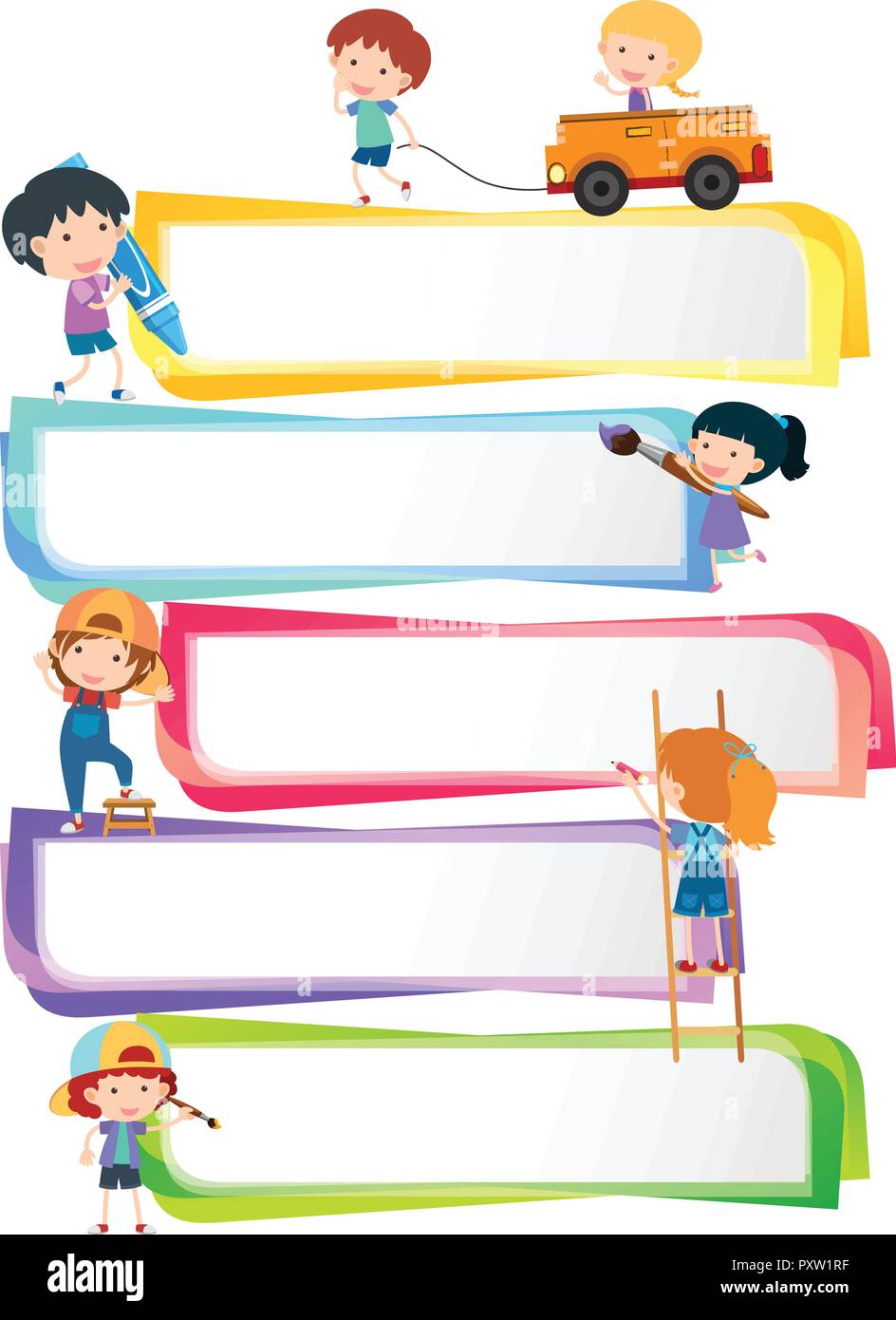 Label templates with happy kids illustration Stock Vector Image & Art ...