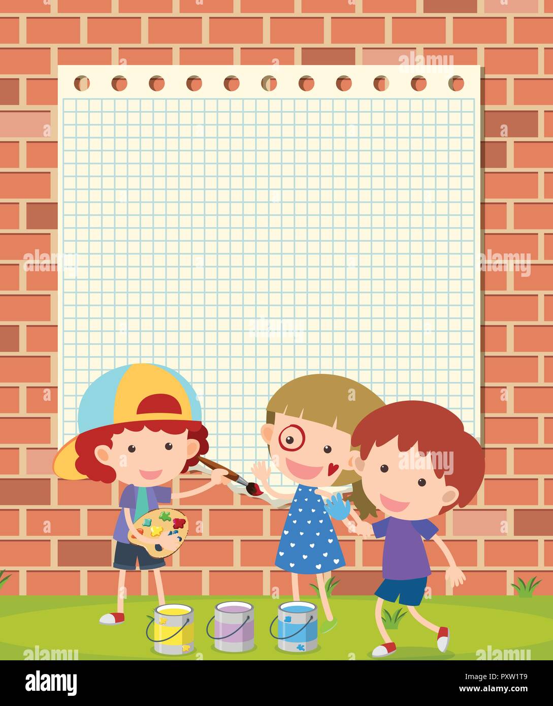 Cartoon Girl Writing On Wall