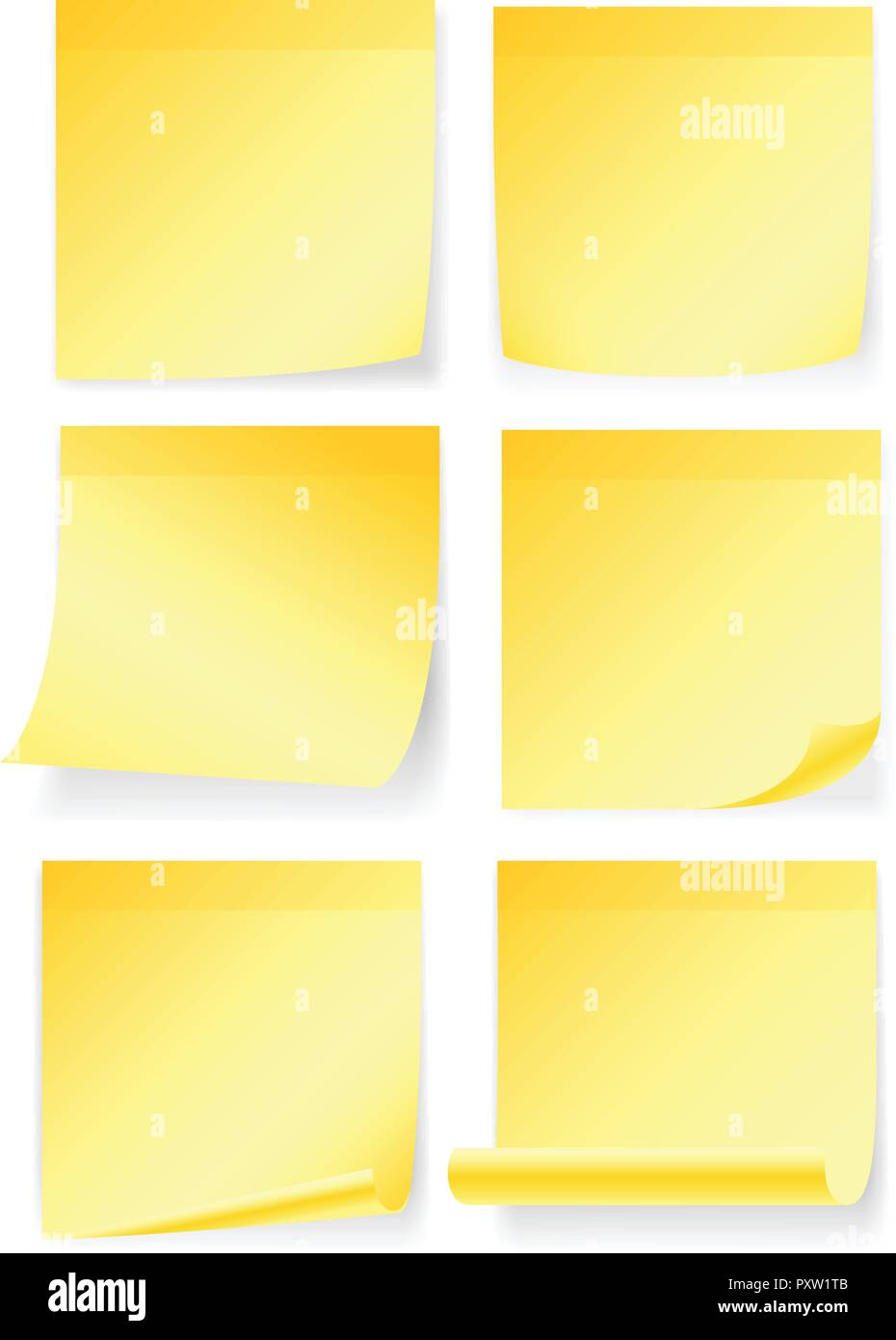 Yellow notes in six different styles illustration Stock Vector Image ...