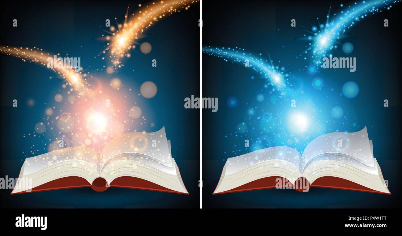 Two books with bright light illustration Stock Vector Image & Art - Alamy