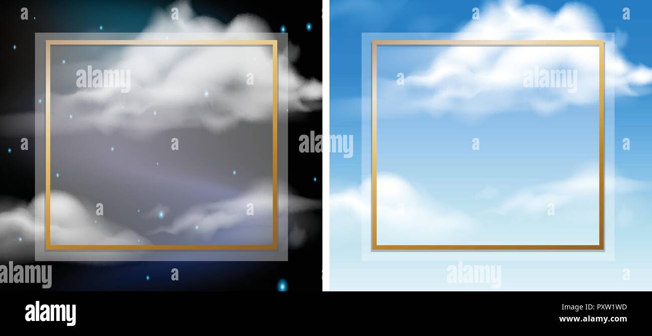 Frame template with sky at day and night illustration Stock Vector ...