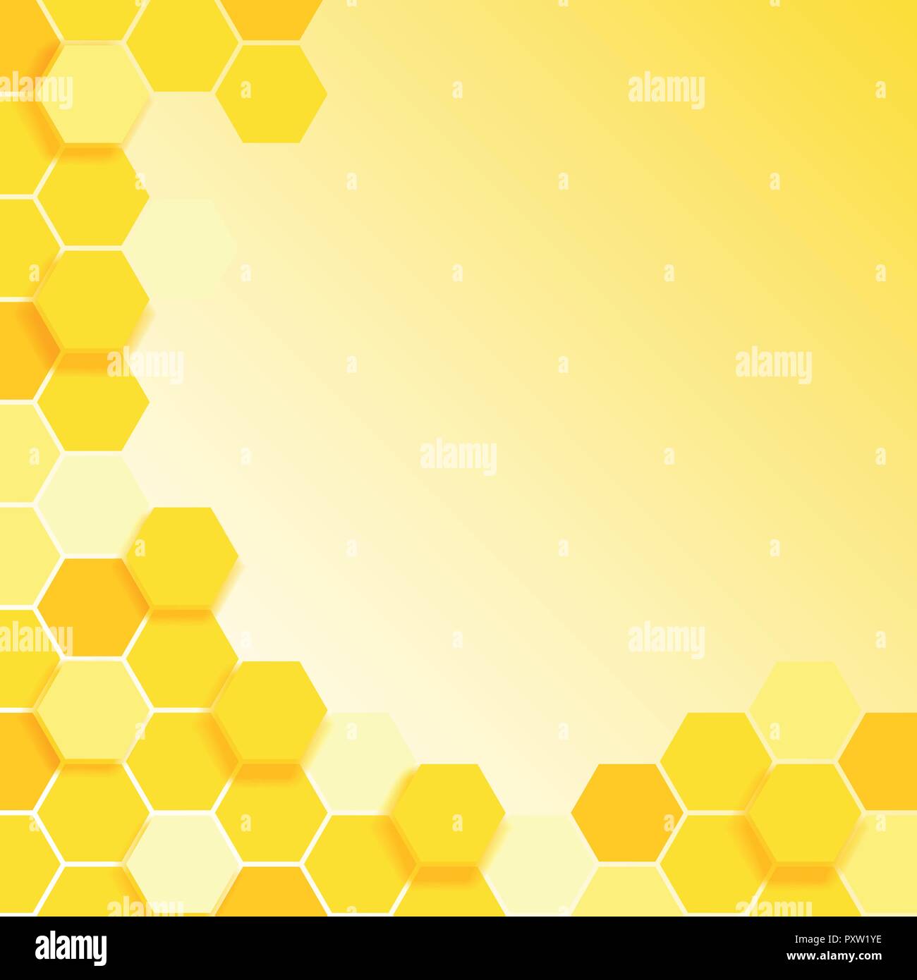 Background template with yellow hexagon pattern illustration Stock ...