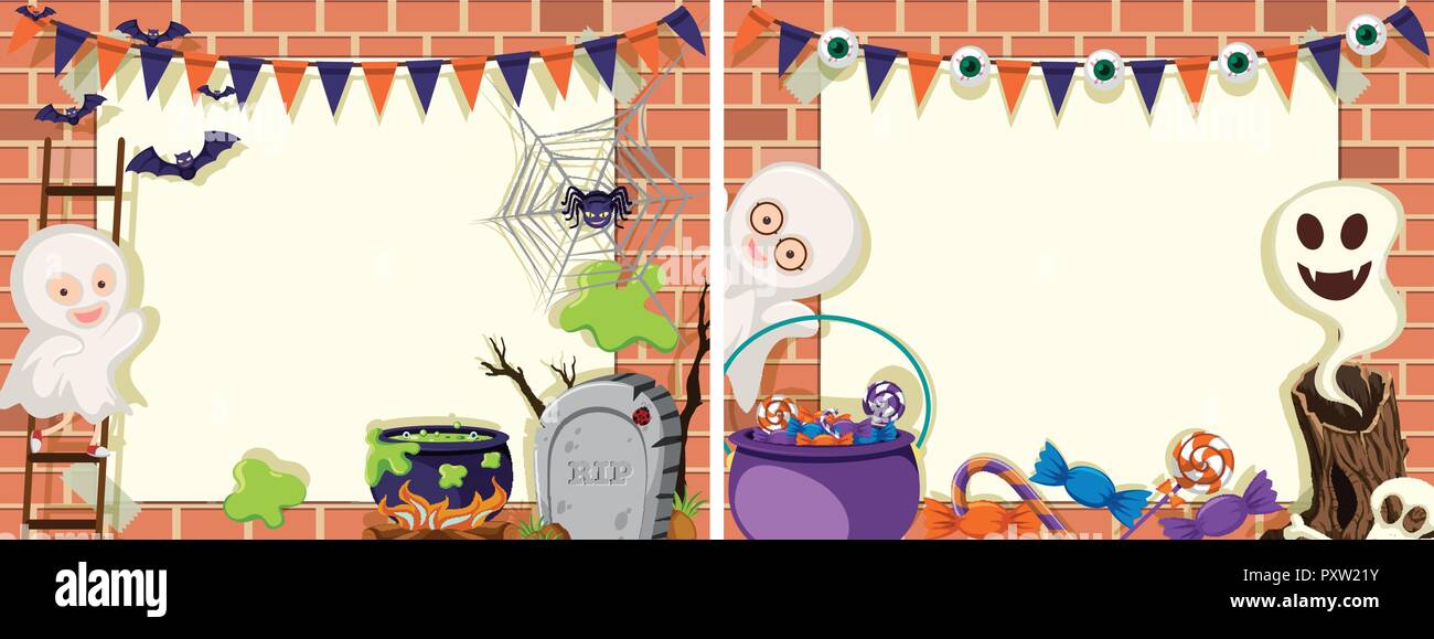 Two background templates with halloween theme illustration Stock Vector ...