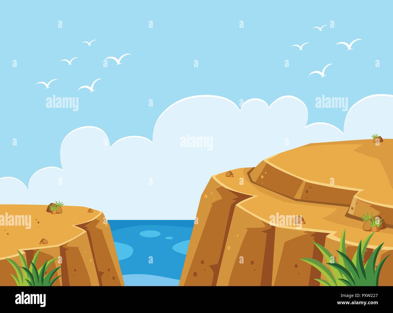 Ocean scene with cliff at day time illustration Stock Vector Image ...