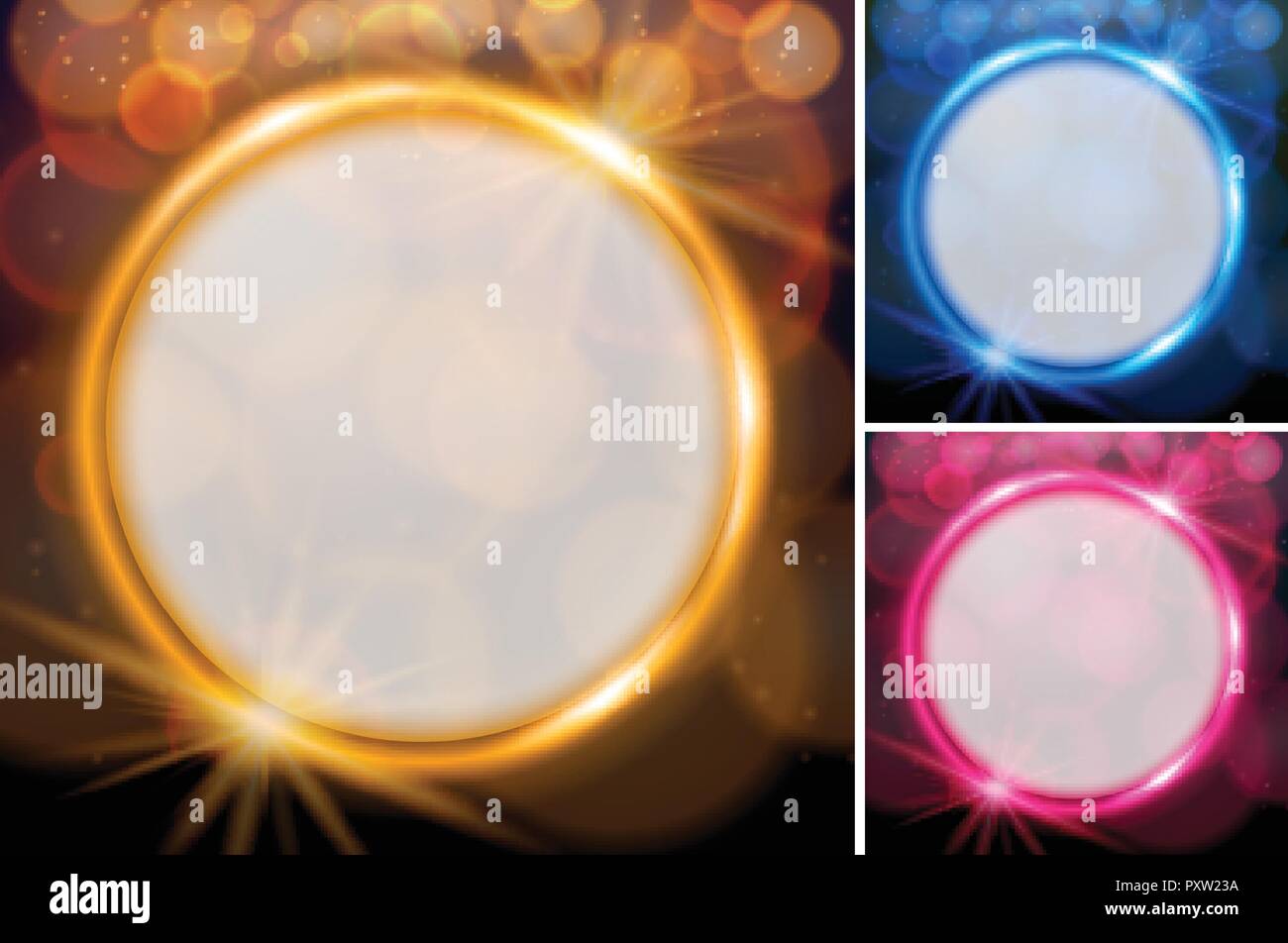 Three background with lights in round shape illustration Stock Vector ...