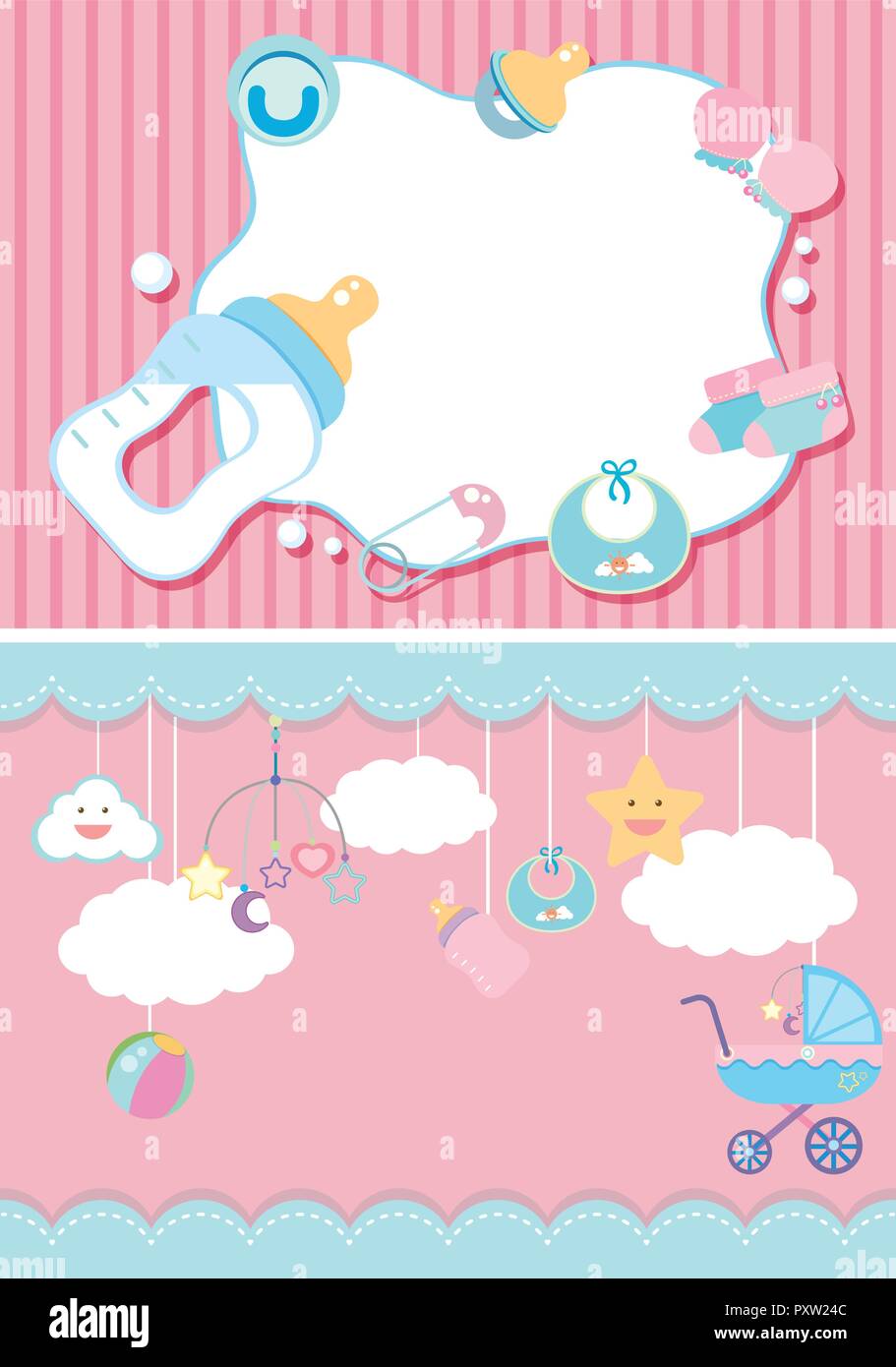 Two background template with baby items illustration Stock Vector Image ...
