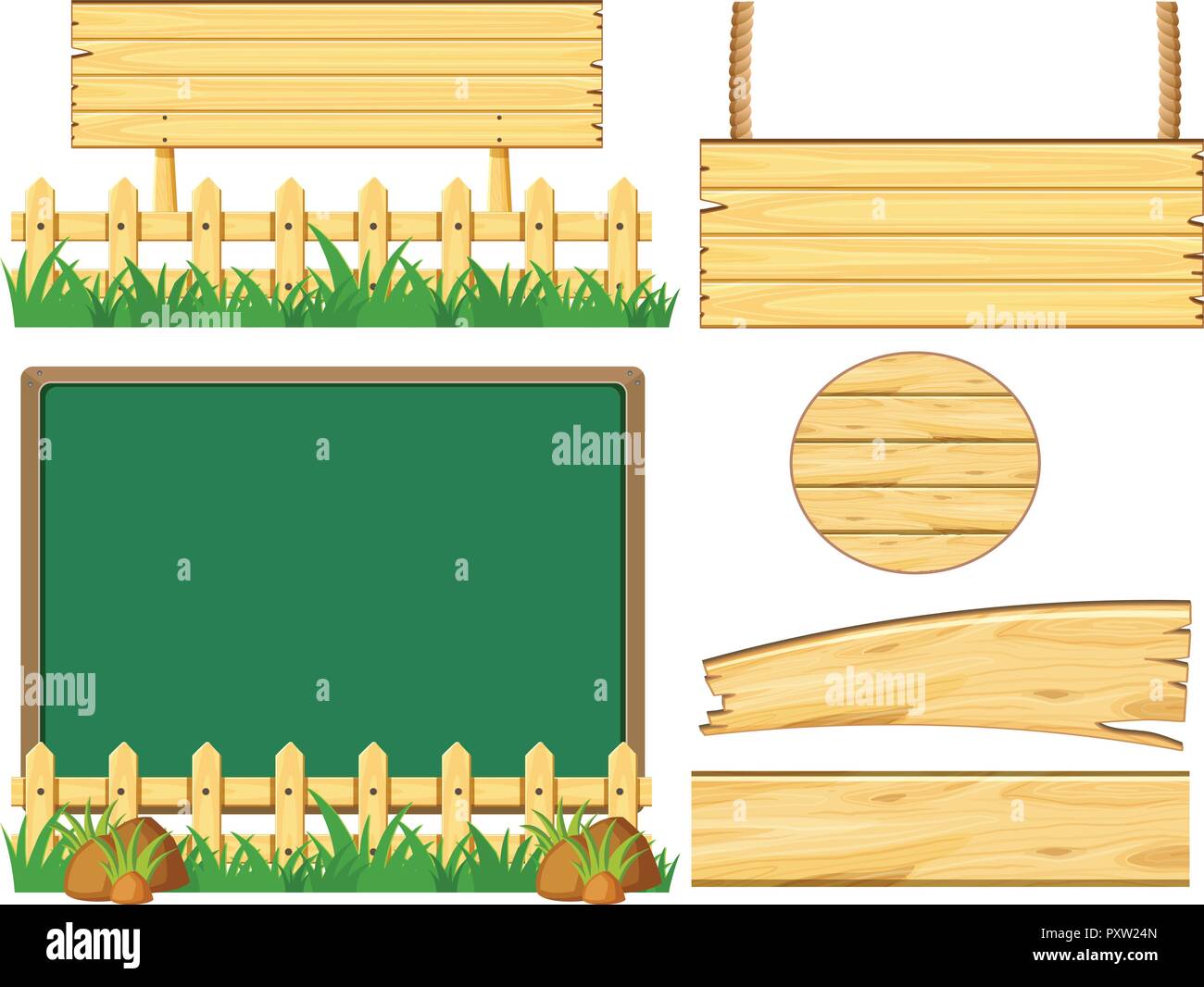 Different designs of wooden board illustration Stock Vector Image & Art ...